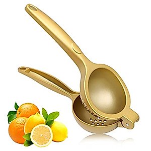 Lemon Squeezer, Large Citrus Juicer and Lemon Juicer Hand Press Heavy Duty Lime Squeezer Easy Squeeze Manual Juicer JAYWAYNE Metal Hand Juicer Kitchen Tools and Gadgets For Making Fresh Juice (Gold)
