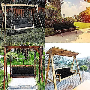 Rlosqvee Bench Pads Outdoor Cushions, 2 or 3 Seater Waterproof Bench Cushion with Backrest, Porch Swing Replacement Cushions for Outdoor Furniture (Dark Green 40 x 60 in)