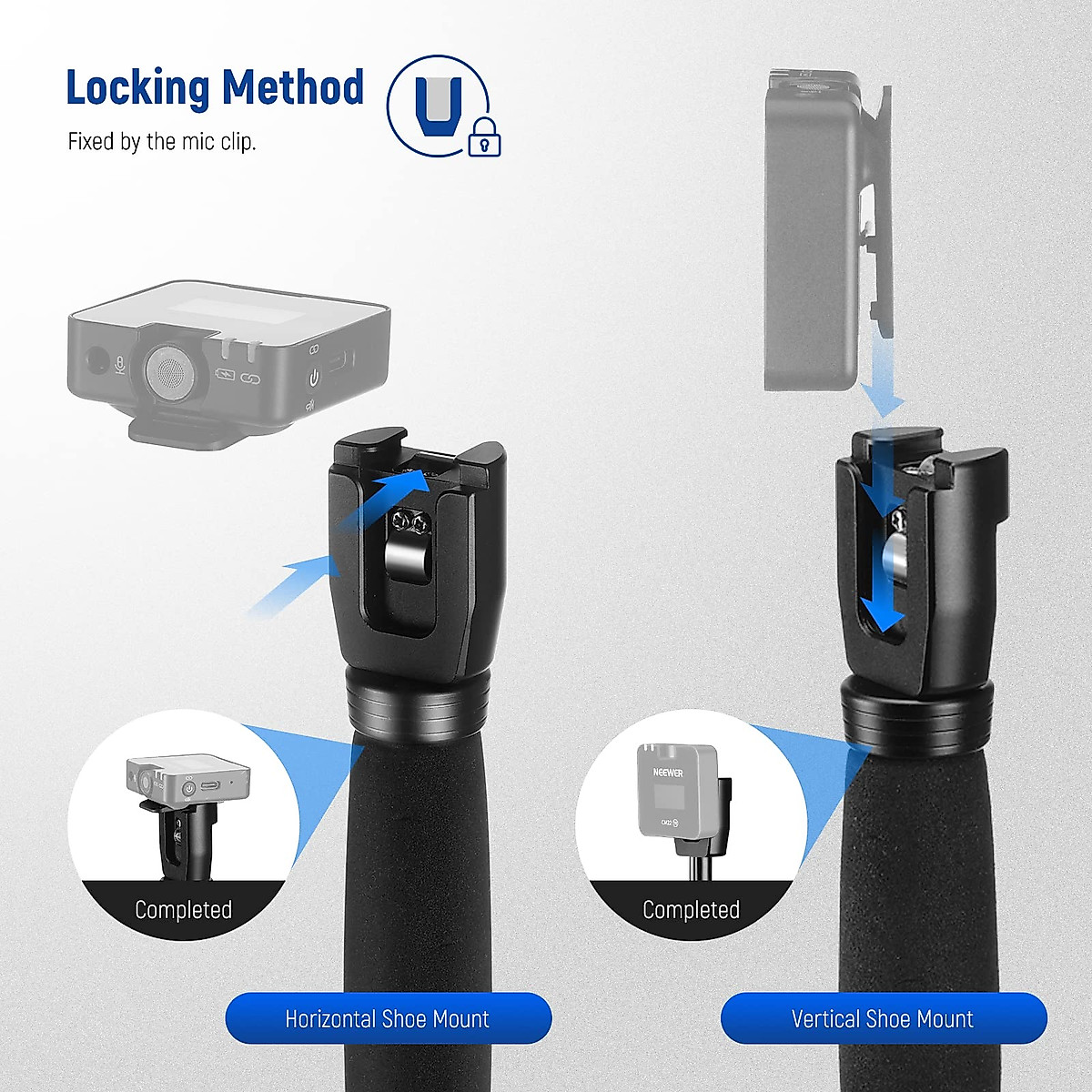 Neewer 8.7"/22cm Telescoping Interview Mic Handle for Wireless Go, Lavalier Video Microphone Handheld Adapter with Cold Shoes Compatible with RODE Wireless Go II DJI Mic CM22, MS003