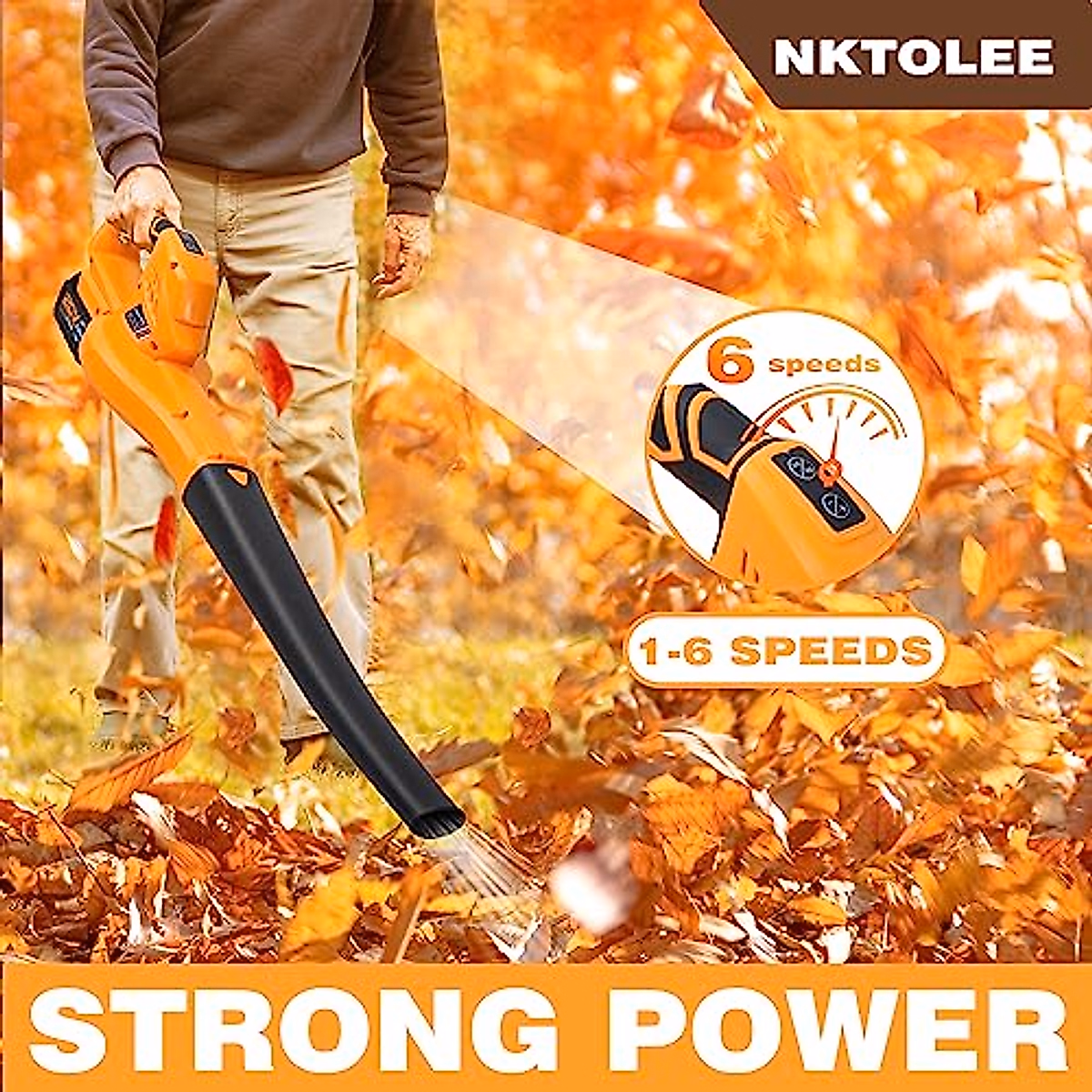 Cordless Leaf Blower - 20V Leaf Blower Cordless with 2 Batteries & Charger, Lightweight Portable Blower for Cleaning Leaf, Dust, Debris, Patio, Car, Porch （Included Goggles and Gloves）