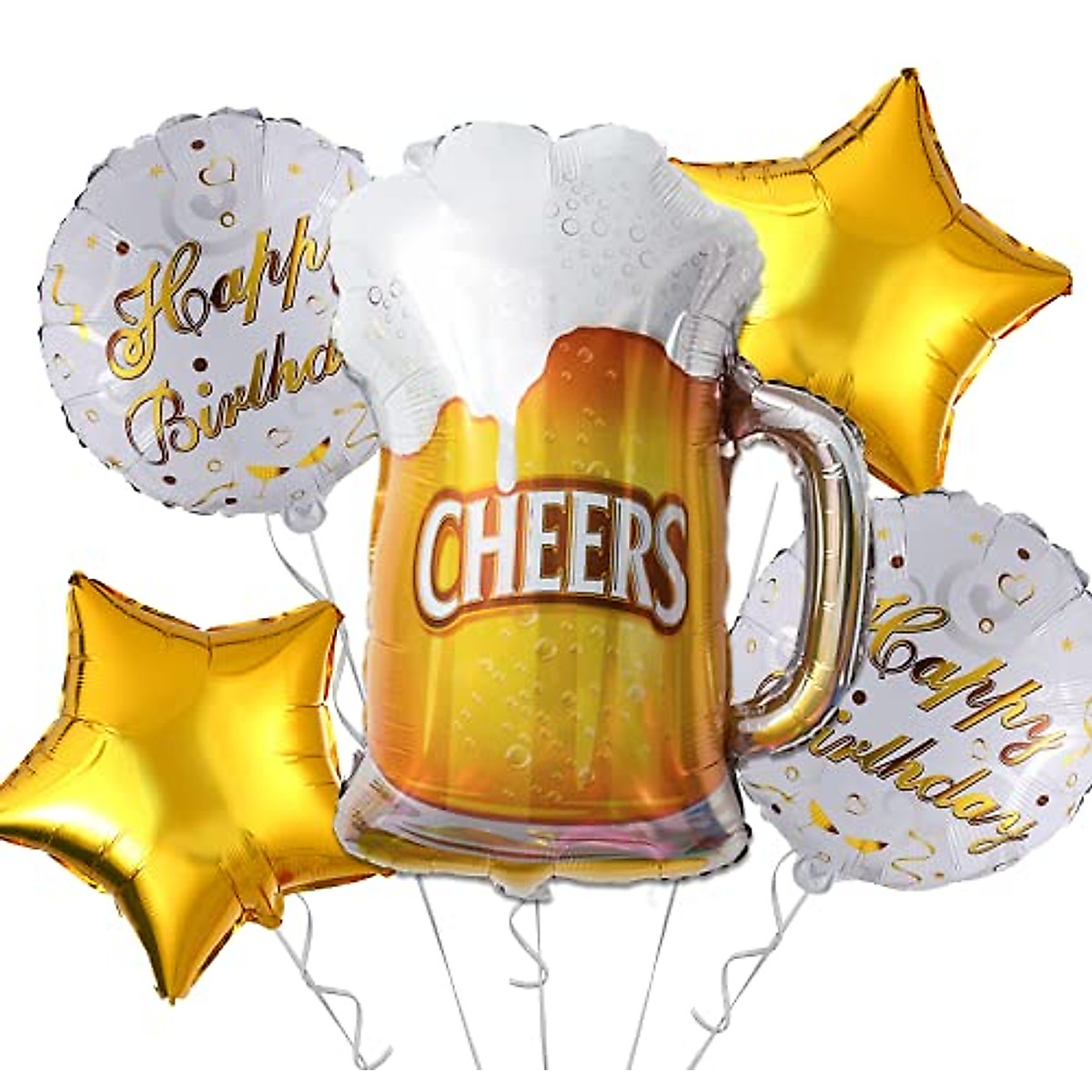 OMG Party Factory - Cheers and Beers Mug Birthday Party Decoration Balloons | Mylar Foil Helium Ballons for Happy Bday Celebration of Any Age or Year (CHEERS BEER MUG)