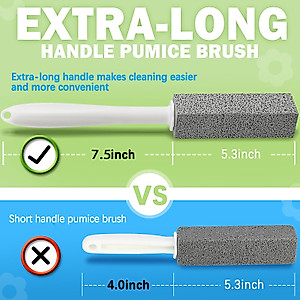 Maryton Pumice Stone for Toilet Cleaning with Extra Long Handle, Replaceable Design, 1 Cleaning Handle, 3 Cleaning Stones Refills, Easy for Removing Stubborn Hard Water Stains Buildups