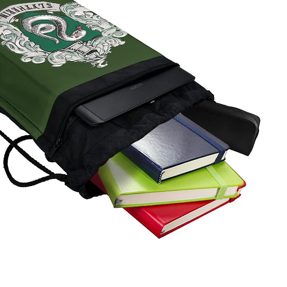 LOGOVISION Harry Potter Slytherin Painted Crest Drawstring Backpack Sports Bag Sackpack 17" x 13", Perfect for Gym, Yoga or Practice