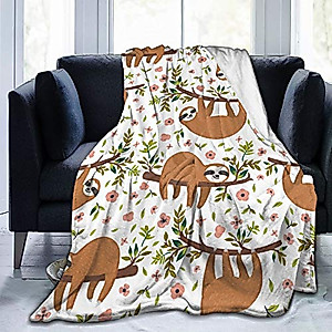 Waldeal Sloth Flannel Fleece Throw Blanket 60"x50" Lightweight Office Couch Sofa Bedroom for Kid Adults All Season