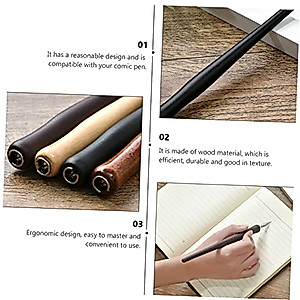 COHEALI 4pcs Wooden Dip Pen Holder Dip Pen Nib Holder Comic Drawing Pen Oblique Pen Holder Wood Pencil Holder Set Calligraphy Penholder Dip Penholder Writing Accessory Bevel Comic Pen