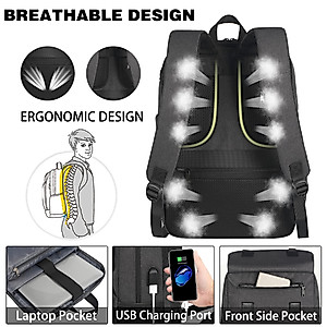 Lunch Backpack for Women, Insulated Cooler Work Laptop Backpacks with USB Charging Port, Waterproof Travel Computer Bag School Lunchbox Daypack College Bookbag Gift for Men Fits 15.6 Inch Notebook