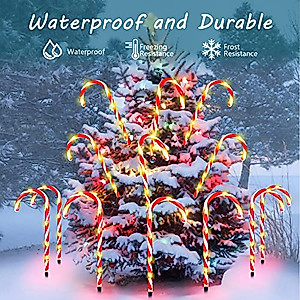 PinPon Candy Cane Lights Outdoor Pathway, 10 Pack 21" Pathway Markers Walkway Lights with Stake, Xmas Decorations for Outdoor Yard Patio Garden