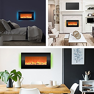 Northwest Electric Fireplace-Wall Mounted with 13 Backlight Colors Adjustable Heat and Remote Control-31 inch (Black), 31"
