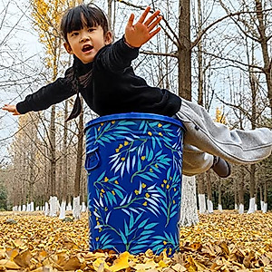 HOZUSO Hand Painted Metal Trash Can with Lid Recycling Canister Storage Organization Decorative Garbage Can Waste Bin for Kitchen Living Room Home Patio Yard Home Decor 10 Gallons