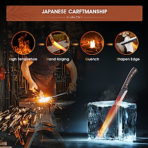 univinlions 11" Slicing Carving Brisket Knife Japanese Hand Forged Full Tang Ham Meat Slicer for Cutting Ribs Roasts Fruits Veggies Grilling BBQ Birthday Thanksgiving Christmas Gift Idea Men