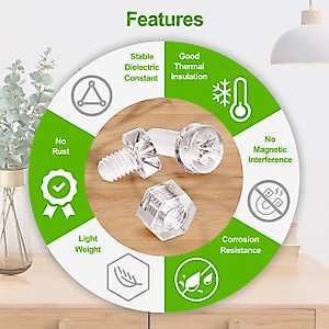 Pzsmocn 180 Pieces M3*4/6/8mm PC Transparent Plastic Cross-recessed Round Head Screws and Hexagonal Nuts Kit, Corrosion-Resistant, for DIY, Model and Electronic Product Fixation.