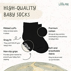 Little Me baby boys Grey White & Black Pack Newborn Infant Toddler Unisex Socks, Multi, 0-24 Months US