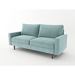 SILKIR 3-Person Couch for Living Room | Perfect for: Apartment/Studio/Office & Small Space | Velvet Fabric | Fast and Easy Assembly Modern Contemporary Mid-Century, 70 Inch Sofa, Aqua Turquoise