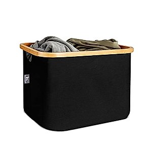 Hennez 40L Storage Basket For IKEA Kallax - Foldable Small Basket for Laundry - Fabric Storage Bins Bamboo - Collapsible Storage Baskets for Organizing Shelf Organizer Bins Closet Baskets for Shelves