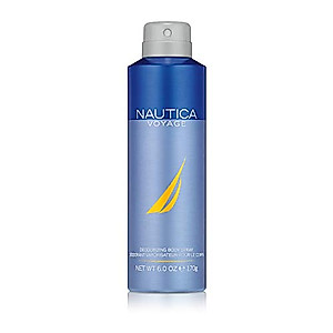 Nautica Voyage Deodorizing Body Spray for Men - Fresh, Romantic, Fruity Scent - Woody, Aquatic Notes of Apple, Water Lotus, Cedarwood, and Musk - Ideal for Day Wear - 6.0 Oz
