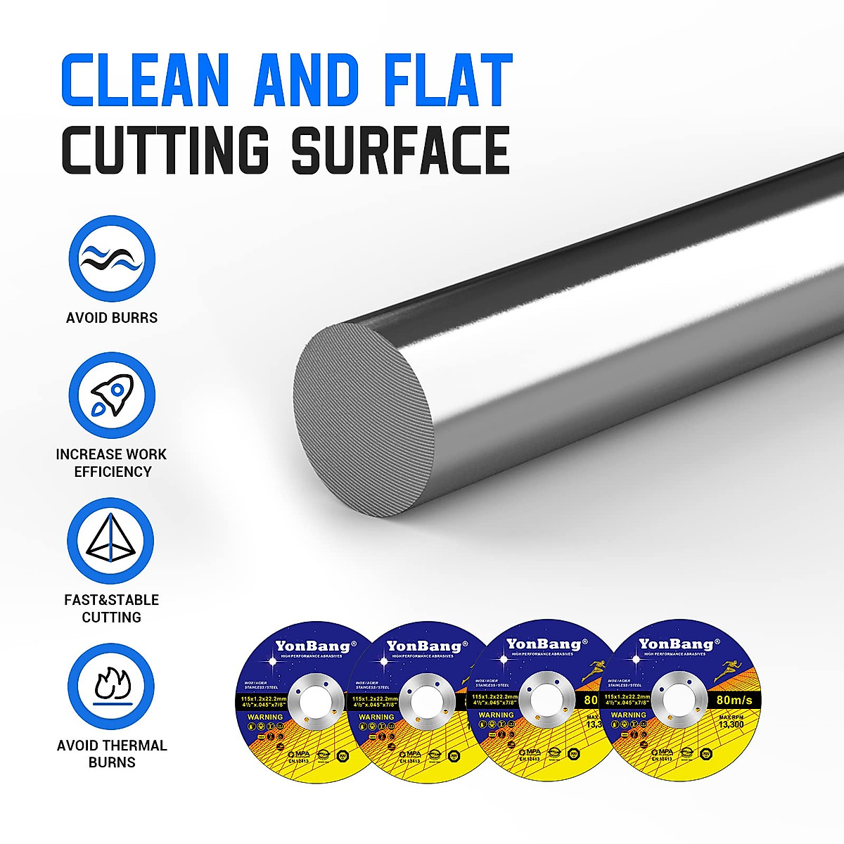 YONBANG Cut Off Wheels 4 1/2 inch 52 Pack Metal and Stainless Steel Cutting Wheels 4.5"x0.045"x7/8" for Angle Grinders Ultra Thin Agressive Metal Cutting
