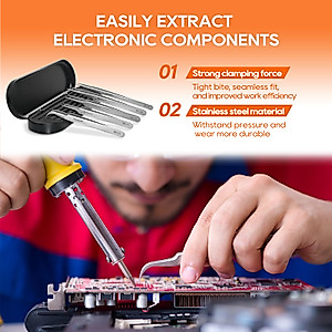 TOWOT Precision Tweezers, Stainless Steel Eagle Beak Tweezers for Craft, Electronics, Soldering, Medical and Experimental Work, Jewelry-Making, Non-Magnetic Curved Tweezers