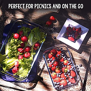 Bovado Glass Bakeware Set + BPA-Free Lids (1QT + 2.2QT + 3QT) | 3 Baking Dishes + Lids | Premium Rectangular Glass Baking Dishes for Casseroles, Lasagna, Leftovers & Cooking | Essential Kitchen Items