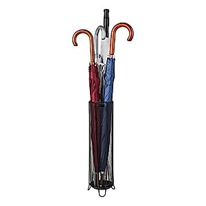 Mind Reader Umbrella Rack Stand For Canes Walking Sticks Umbrellas, Metal Mesh, Black
