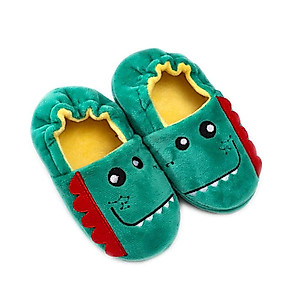 Csfry Toddler Boys Dinosaur Slippers Cartoon Warm Home Shoes US11-12