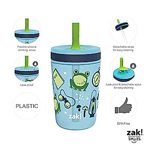 Zak Designs Campout and Camping Kelso Tumbler Set, Leak-Proof Screw-On Lid with Straw, Bundle for Kids Includes Plastic and Stainless Steel Cups with Bonus Sipper, 3pc Set, Non-BPA,15 fl oz