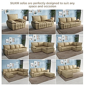 SILKIR Modular Convertible Sofa with Chaise Living Room Loveseat Couch Sectional, Polyurethane, 4seat L-Shape-1 Mustard Gold