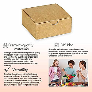 WonderPack Paper Small Shipping Boxes - Kraft Paper Cardboard Boxes for Business Supplies - Craft Gift Box 2,7х2,7x1,2 Inches 12 Pack