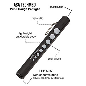 ASA TECHMED Dual Head Stethoscope Set with Snellen Eye Chart, Taylor Percussion Hammer, Otoscope w/Batteries, LED Pupil Gauge Penlight, Retractable Tape Measure, 4 in 1 Ballpoint Pen