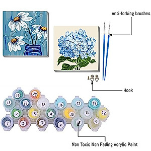 Mowana 2 Framed DIY Paint by Numbers for Adults Beginner, Paint by Number for Adults Framed Canvas, Painting by Numbers for Adults, 2 Pack 10x10 inch, Paint by Number for Adults, Crafts for Adults