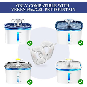 4 Pack Replacement Filters & 4 Pack Replacement Pre-Filter Sponges for 67oz, 95oz and 135oz Automatic Cat Water Fountain Dog Water Dispenser, Cat Water Fountain Filters