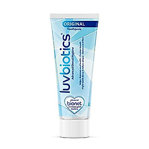 Luvbiotics Original Toothpaste with Probiotics & Xylitol Promotes Good Bacteria for Fresh Breath, Healthy Gums & Teeth. Free from SLS, Parabens, Artificial Colors, Flavors, and Sweeteners 75ml Tube