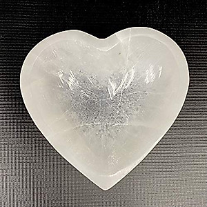 Paykoc Imports Big Heart Selenite 5.9" +- Dish Bowl Hand Made Morocco