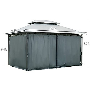 Generic 10' x 13' 2 Tier Steel Outdoor Garden Gazebo with Vented Soft Top and Removable Curtains