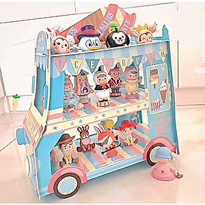 Pobbaami 3 Tier Cupcake Stand Ice Cream Truck Van Cake Stand Display Decor Cars Cupcake Stand Paper Holder for Theme Birthday Party Cart Table Centerpiece Decorations Kids Baby Shower Favors Supplies