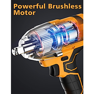 VTEK Brushless Impact Wrench 1/2 Inch Cordless Impact Wrench,Max Torque 700N.m Impact Gun 515 ft-lbs for Car Tiers