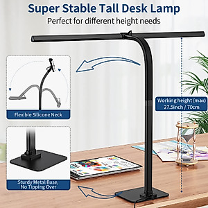 KableRika Desk Lamp, 24W Brightest LED Desk Lamp For Home Office, 31.5" Wide Dimmable Architect Task Lamp With Base,Eye Protection Modern Tall Desk Light For Workbench Office Lighting Computer Working
