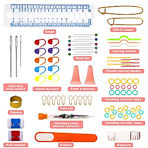 AFSTEE 109Pcs Crochet Hooks Set, Knitting Supplies Crochet Kit for Beginners with Case, Multicolor Aluminum Ergonomic Yarn Knitting Needles Sewing Tools Crochet Accessories