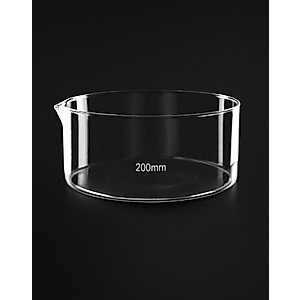 QWORK 2000ml Crystallizing Dishes, 2 Pack Flat Bottom Lab Dishes with Spout and Heavy Rim, Borosilicate 3.3 Glass for Professional Laboratories, Science Classrooms, Kitchen, Crafts, OD 200mm