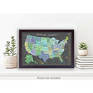 National Parks Map Poster with 600+ NPS Site and USA Travel Destinations - Slate Edition (24W x 18H inches)