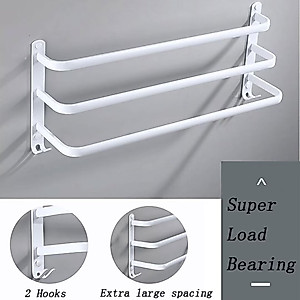 Towel Rails Wall Mounted with 2 Hooks Space Aluminum Towel Rack Bathroom,Towel Holder for Bathroom Hotel Kitchen White 3 Layer 40cm
