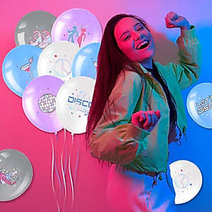 MiniInflat 40 Pcs Let's Disco Balloons Bachelorette Party Decorations 12 Inch Disco Ball Latex Balloons Girls Party Balloons for 70s Retro Theme Birthday Bridal Baby Shower Party Decoration Supplies