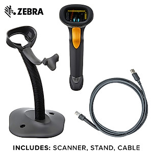 Symbol Zebra LS2208 Series Corded Handheld Standard Range Laser Scanner Kit with Gooseneck Stand and Cable Twilight Black LS2208-SR20007R-NA