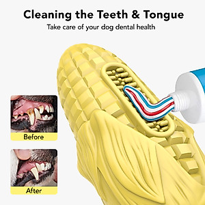 HICC PULE Indestructible Dog Toy for Aggressive Chewers, Squeaky Tough Dog Chew Toys with Bacon Flavor, Durable Dog Teeth Cleaning Toy for Medium Large Breeds, Keep Dog Busy (Yellow)