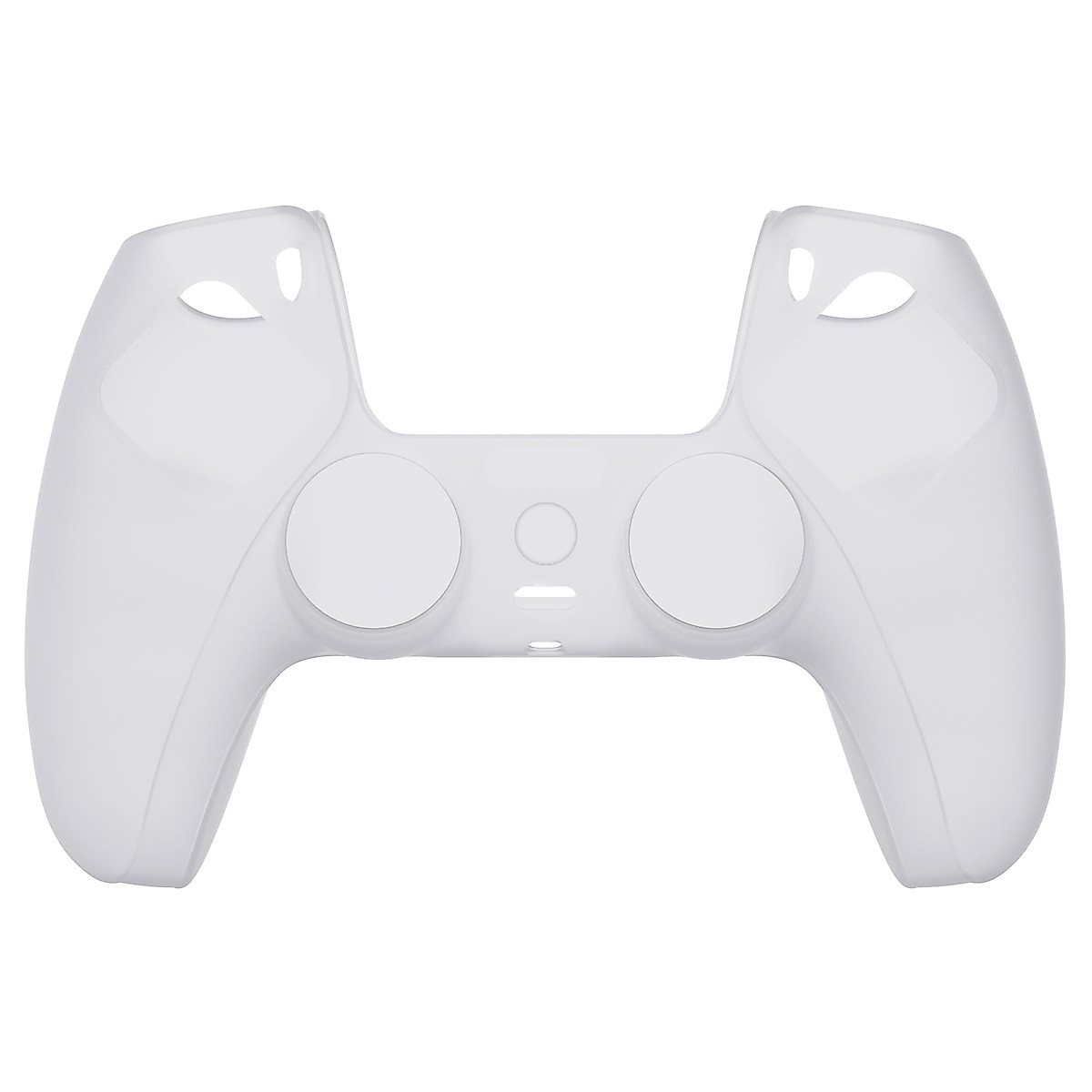 PlayVital Transparent Clear White Pure Series Anti-Slip Silicone Cover Skin for ps5 Controller, Soft Rubber Case for ps5 Wireless Controller with Clear White Thumb Grip Caps