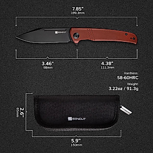 Sencut Brazoria Folding Pocket Knife for EDC, Burgundy G10 Handle Black Stonewashed D2 Blade Folding Knife with Clip, Everyday Carry Knife with Liner Lock for Men Women, Lightweight for Indoor Outdoor Fathers Son Gift SA12C