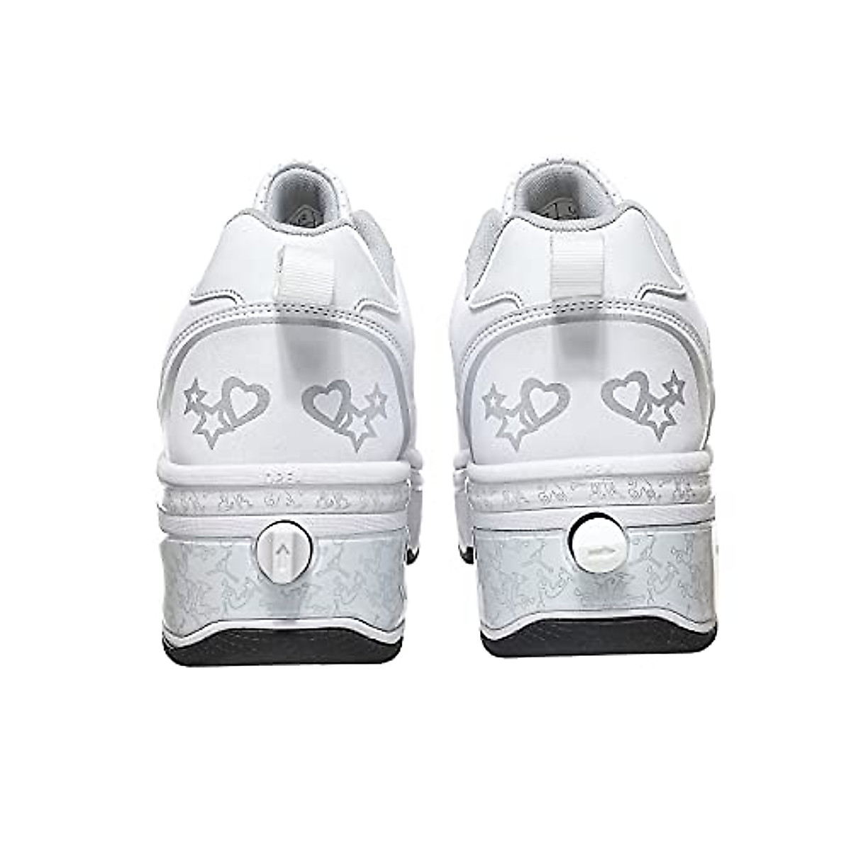 Roller Skates for Women Outdoor,Parkour Shoes with Wheels for Girls/Boys,Kick Rollers Shoes Retractable Adults/Kids,Quad Roller Skates Men,Unisex Skating Shoes Recreation Sneakers,Silver-6.5US