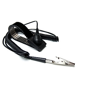 Bertech Metal Wrist Strap with 12' Cord, 1 Megohm Resistor, 4mm Snap, Black