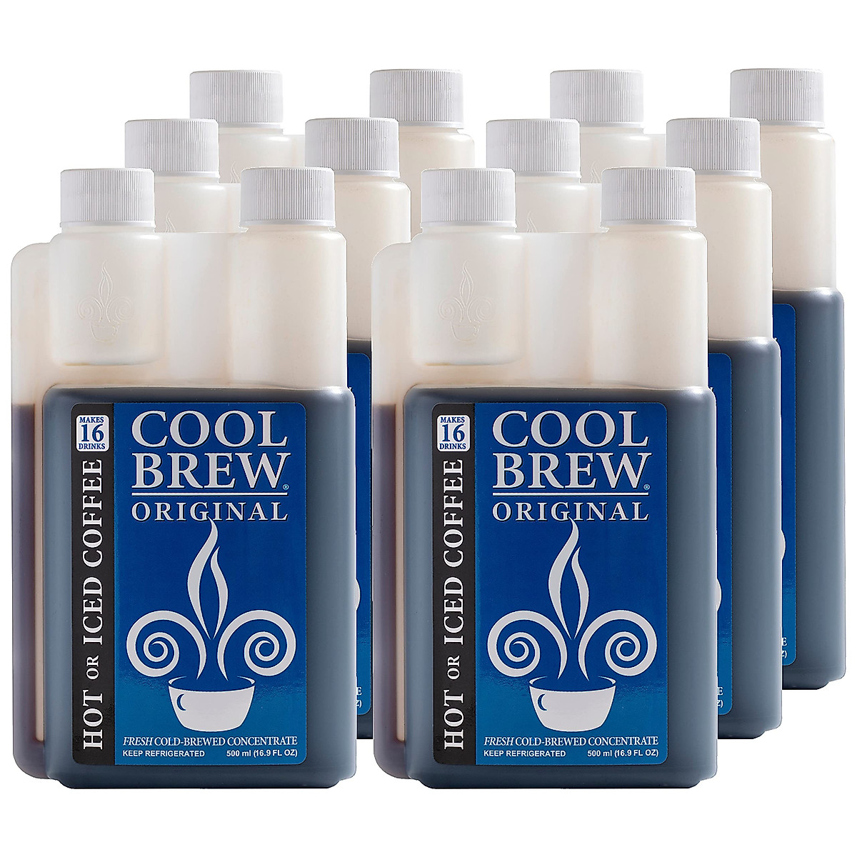 CoolBrew Original 6 Pack - 16 DRINKS PER BOTTLE - Fresh Cold Brew Liquid Concentrate - For Iced or Hot Coffee, Unsweetened, No Preservatives