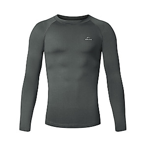 Willit Youth Boys' Compression Thermal Shirts Fleece Baselayer Long Sleeve Girls' Kids Football Soccer Undershirts Gray M