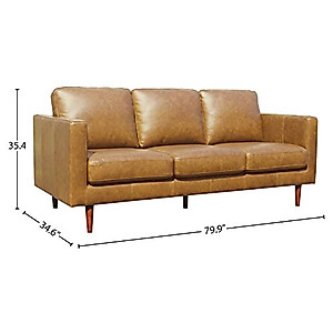 Amazon Brand – Rivet Revolve Modern Leather Sofa Couch, 80"W, Caramel